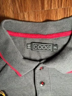COOGI | Shirts | Coogi Gray Polo With Redtrim And Patch Details | Poshmark